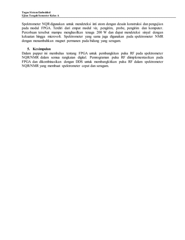 FPGA Berdasarkan RF Pulse Generator Untuk Spektrometer NQR / NMR | DOCX