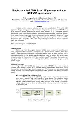 Ringkasan artikel fpga based rf pulse generator for nqr | PDF