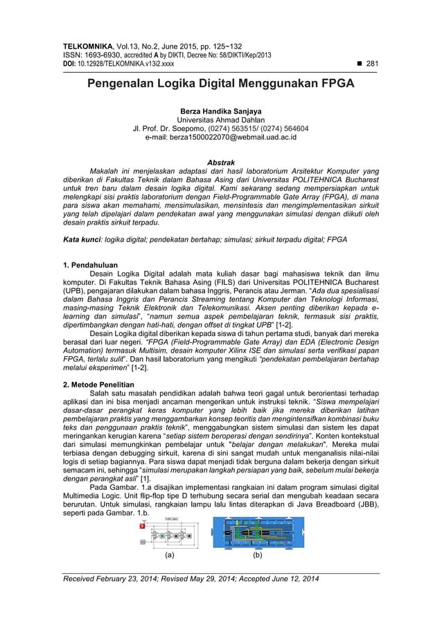 Ringkasan artikel pengenalan logika digital menggunakan fpga | PDF