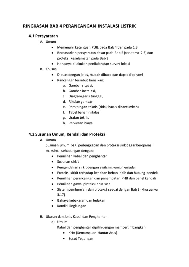 Ringkasan bab 4 perancangan instalasi listrik | DOCX