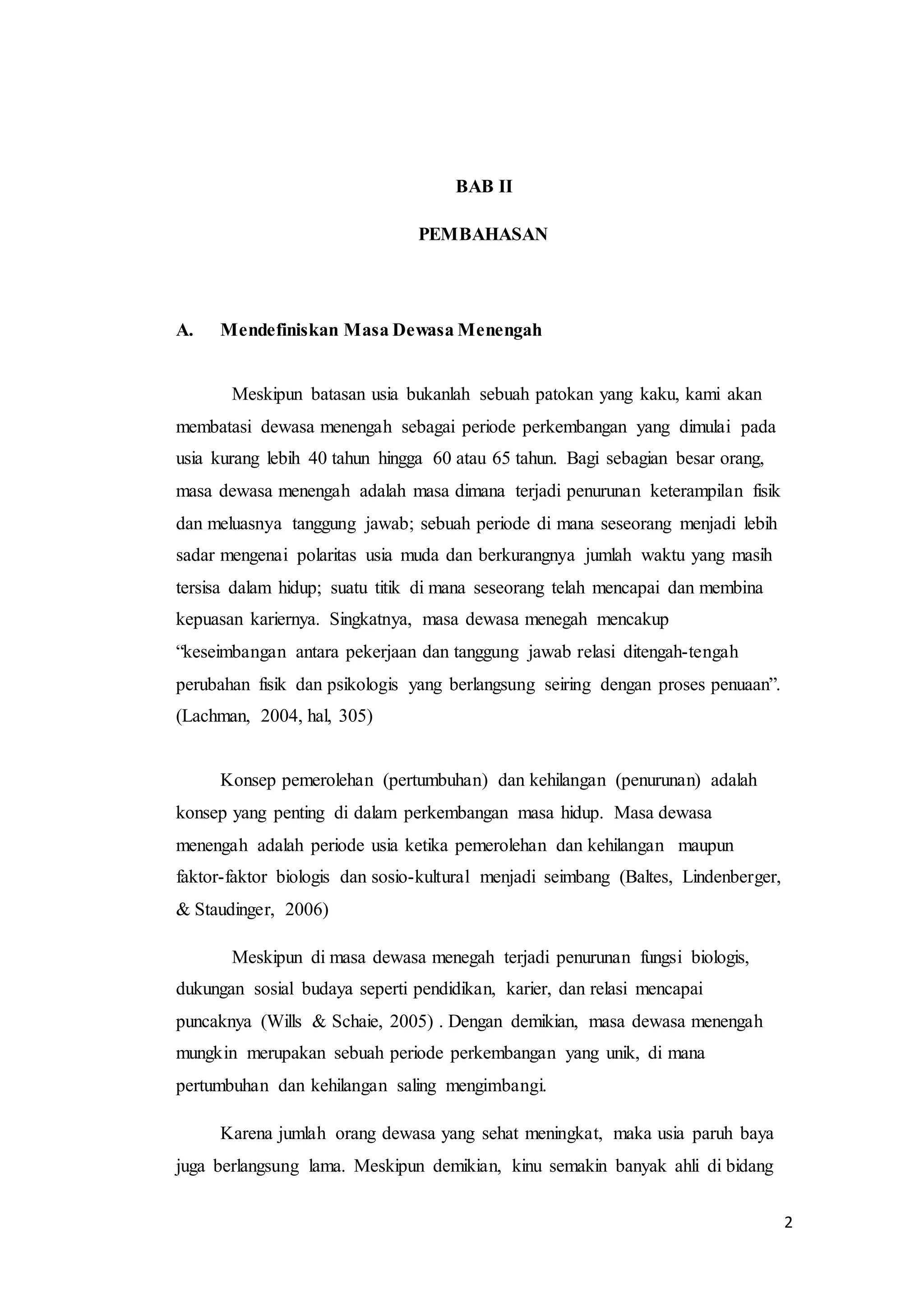 Perkembangan Fisik dan Kognitif di Masa Dewasa Menengah | DOCX