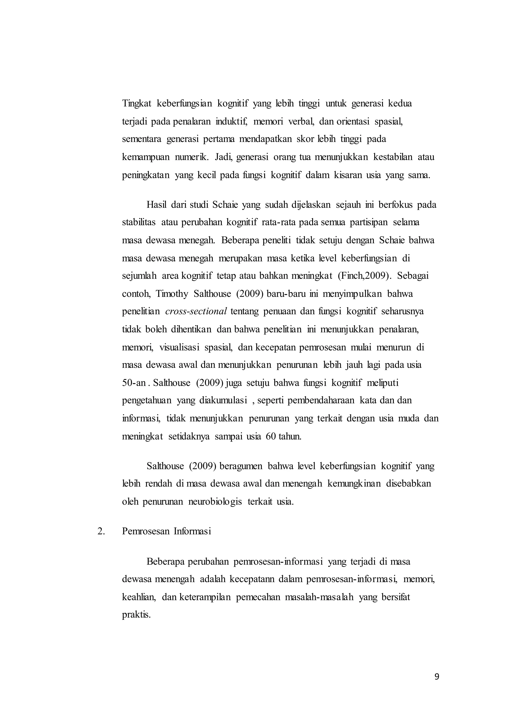 Perkembangan Fisik dan Kognitif di Masa Dewasa Menengah | DOCX