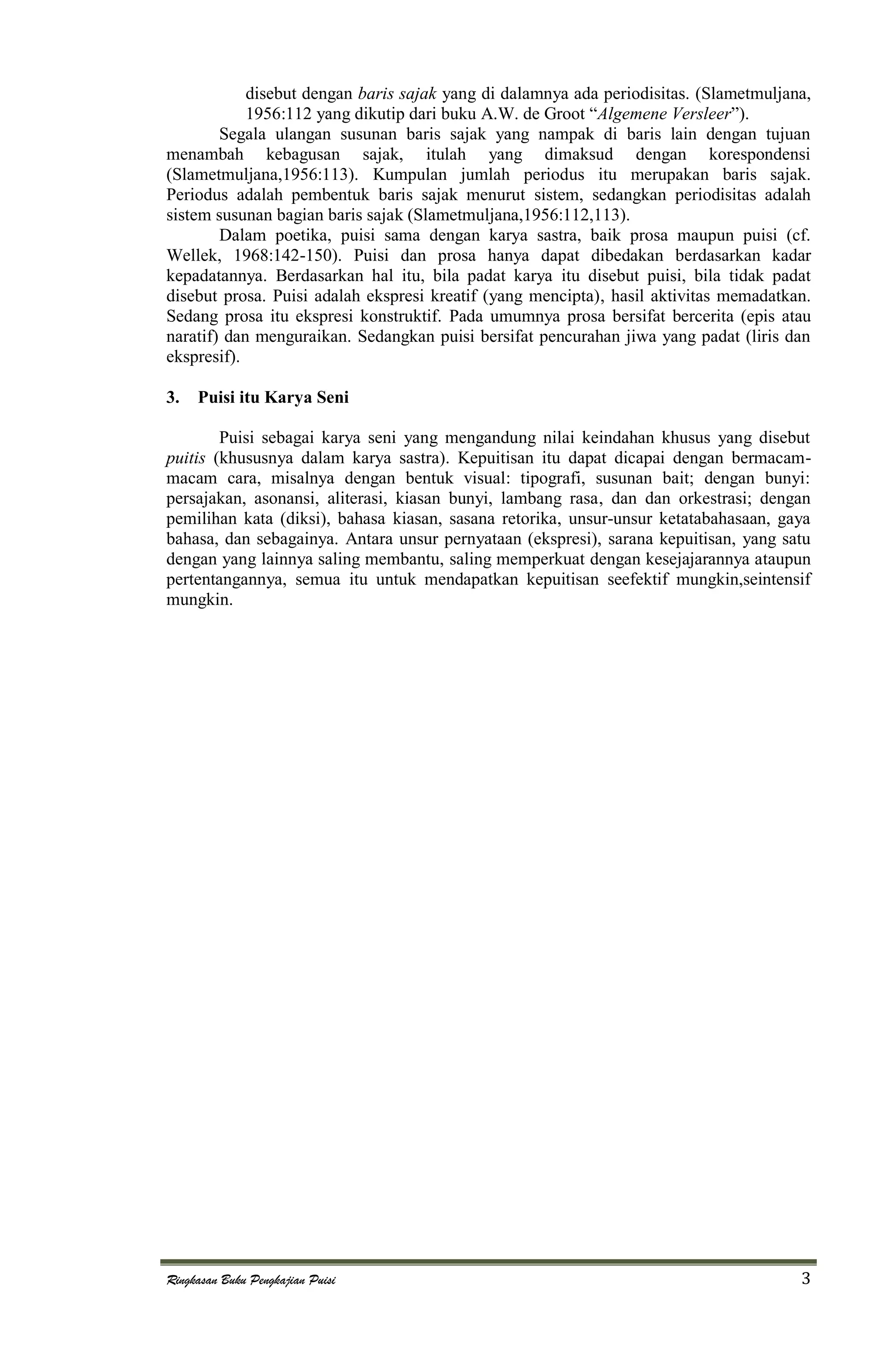 Ringkasan buku pengkajian puisi (RACHMAT DJOKO PRADOPO) | PDF