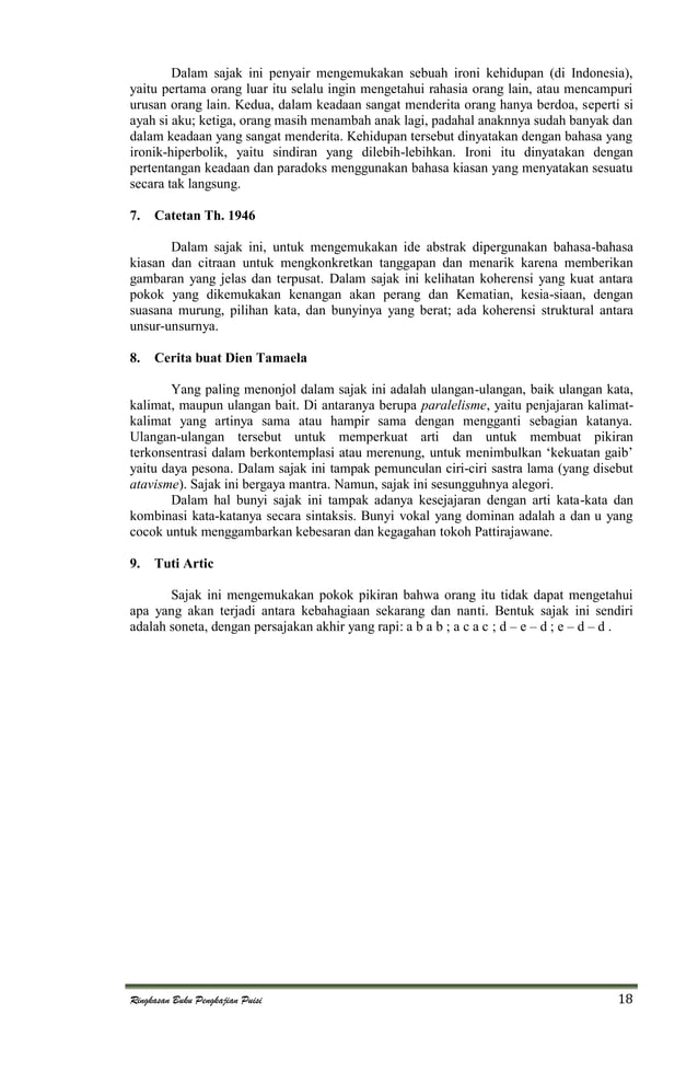 Ringkasan buku pengkajian puisi (RACHMAT DJOKO PRADOPO) | PDF