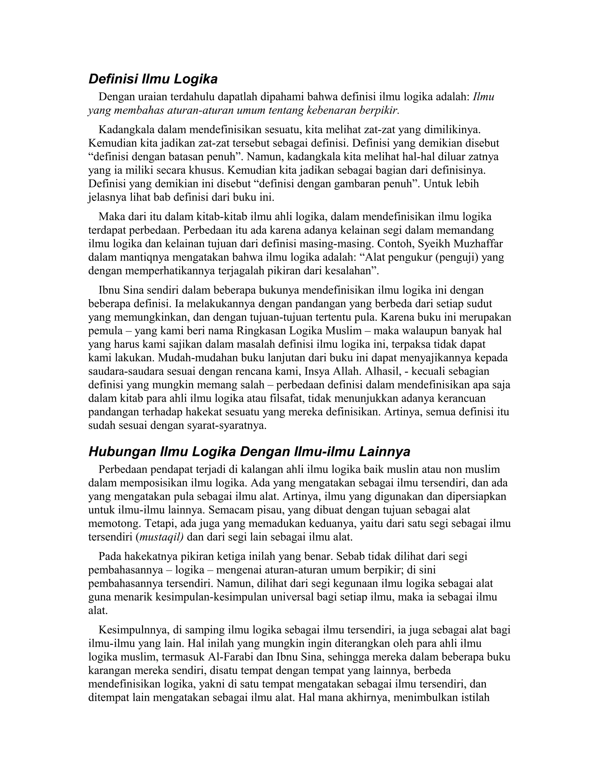 Ringkasan ilmu logika | DOC