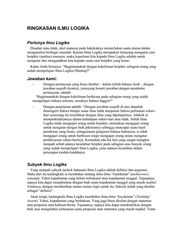 Ringkasan ilmu logika | DOC