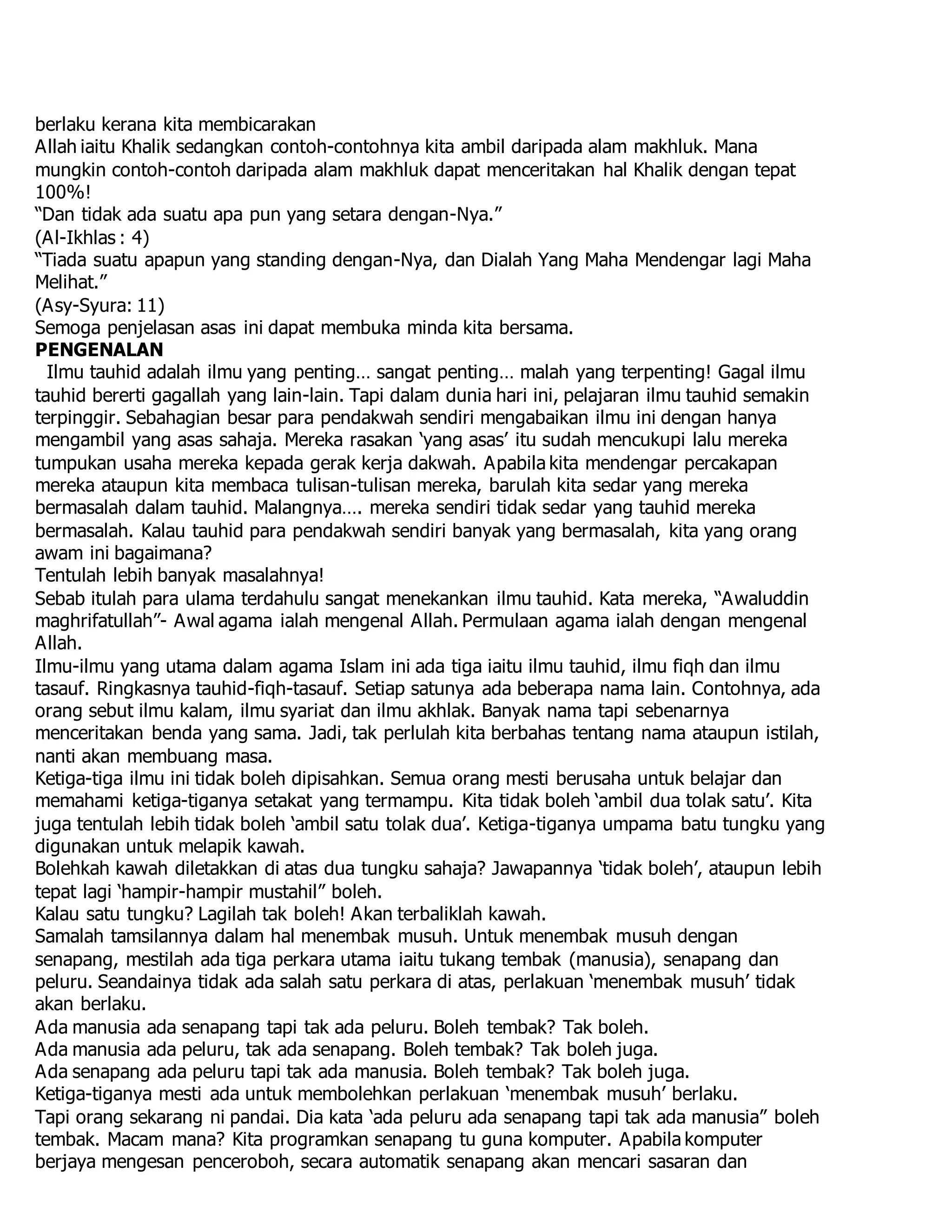 Ringkasan ilmu tauhid | PDF