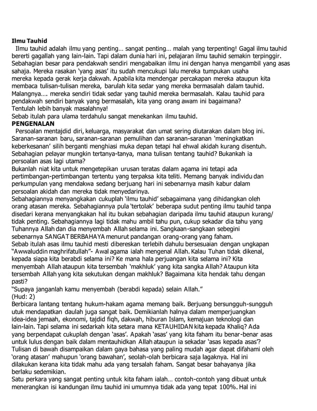 Ringkasan ilmu tauhid | PDF