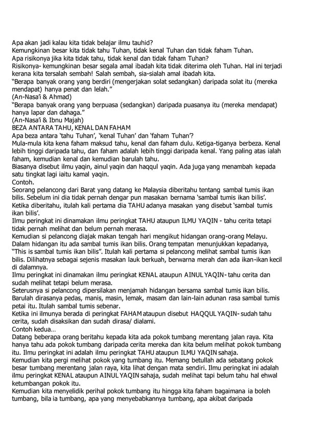 Ringkasan ilmu tauhid | PDF