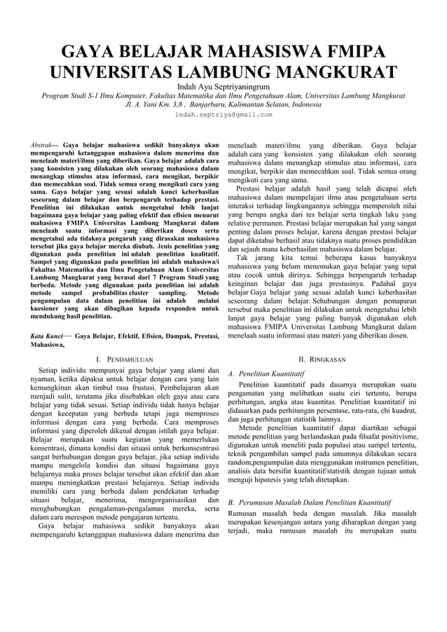 Gaya Belajar FMIPA | PDF