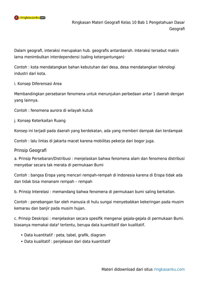 Ringkasan Materi Geografi Kelas 10 Bab 1 Pengetahuan Dasar Geografi.pdf