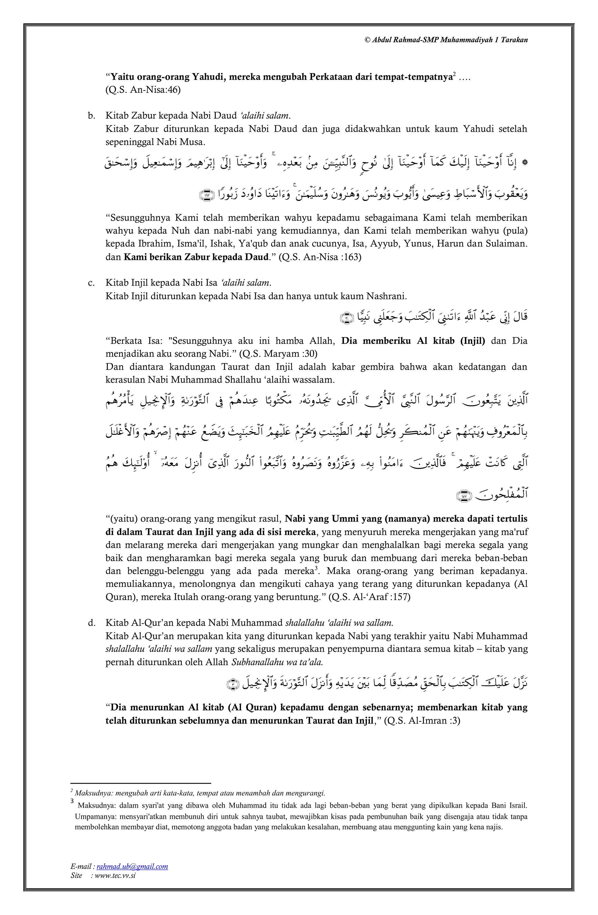 Ringkasan materi pai kelas 8 bab 2 iman kepada kitab allah | PDF