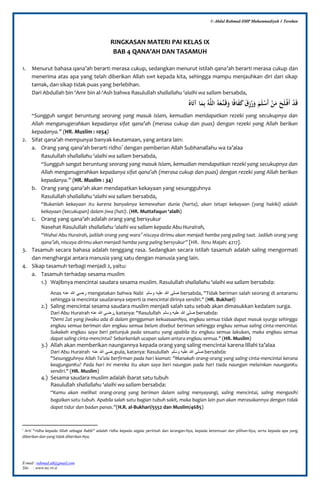 Ringkasan Materi PAI Kelas 9 bab 4 Qana'ah dan Tasamuh | PDF