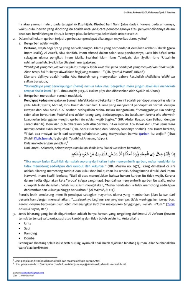 Ringkasan Materi Pai Kelas 9 Bab 5 Nasikah (aqiqah) dan Qurban | PDF