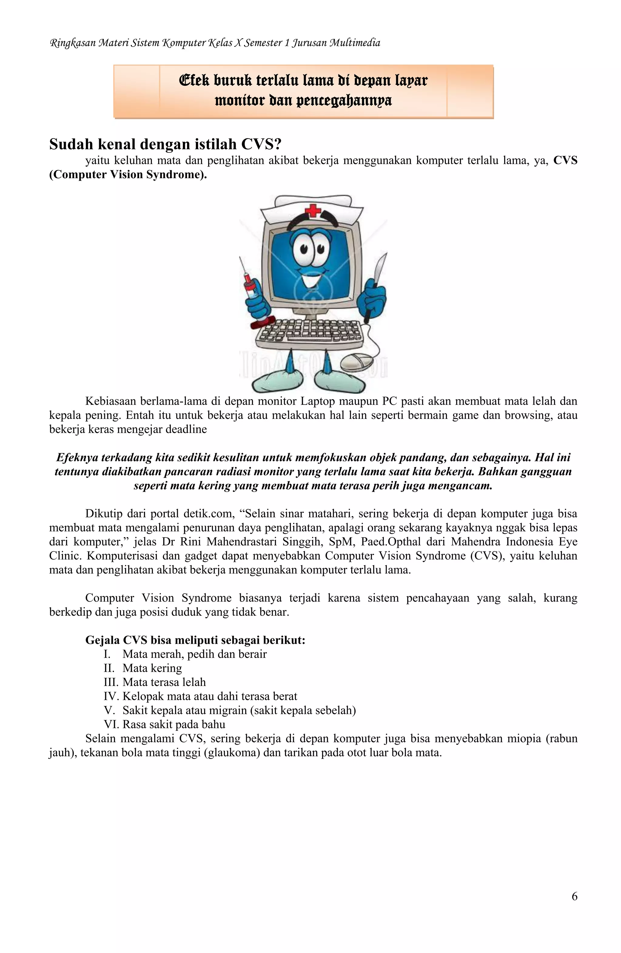 Materi Sistem Komputer Kelas X Semester 1 | PDF