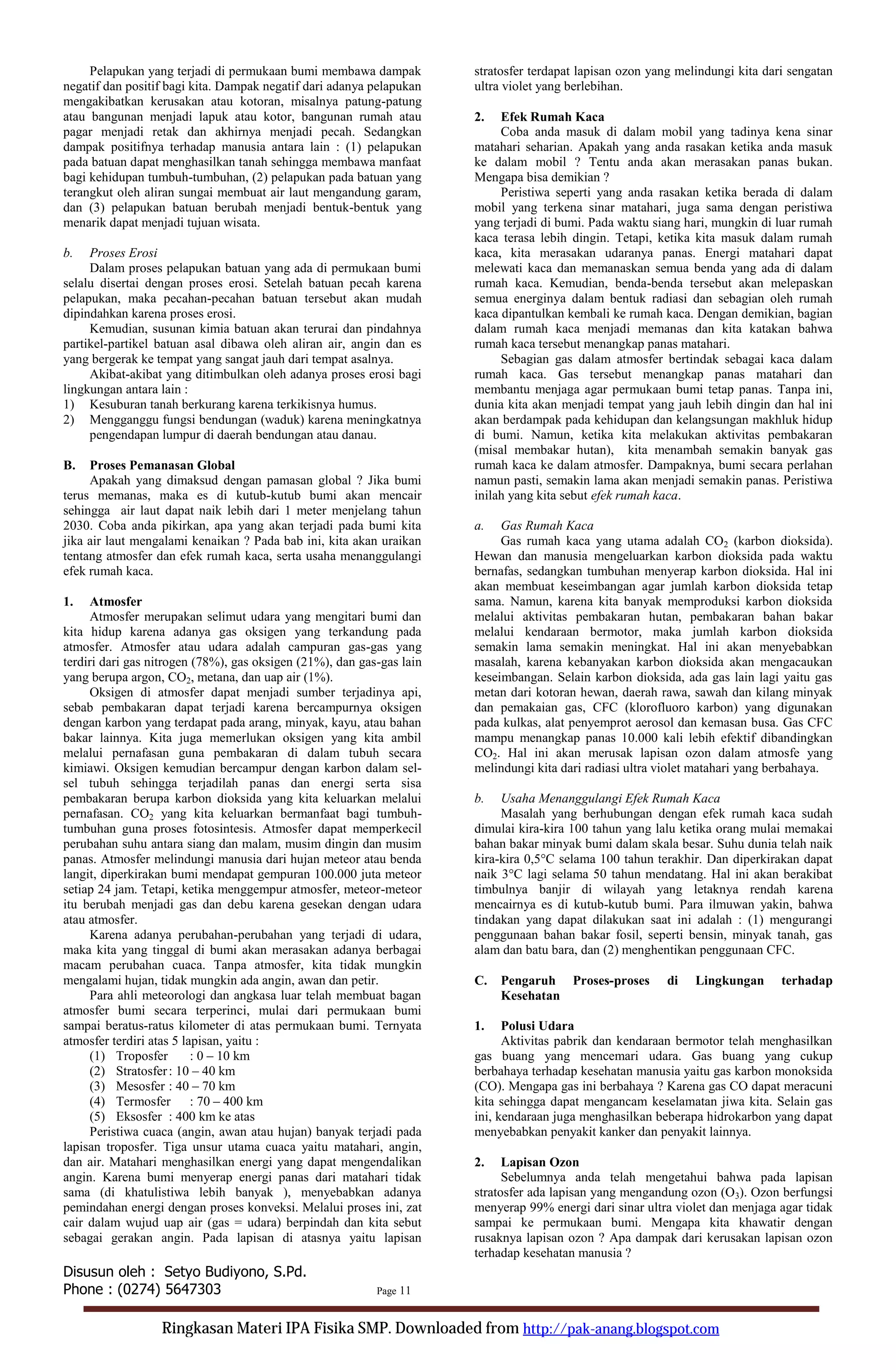 Ringkasan materi un ipa fisika smp | PDF