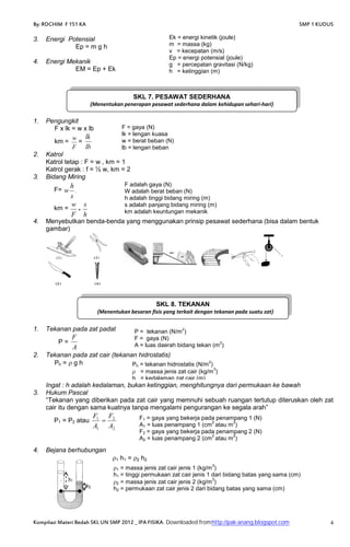 Ringkasan materi un ipa fisika smp 2012 | PDF