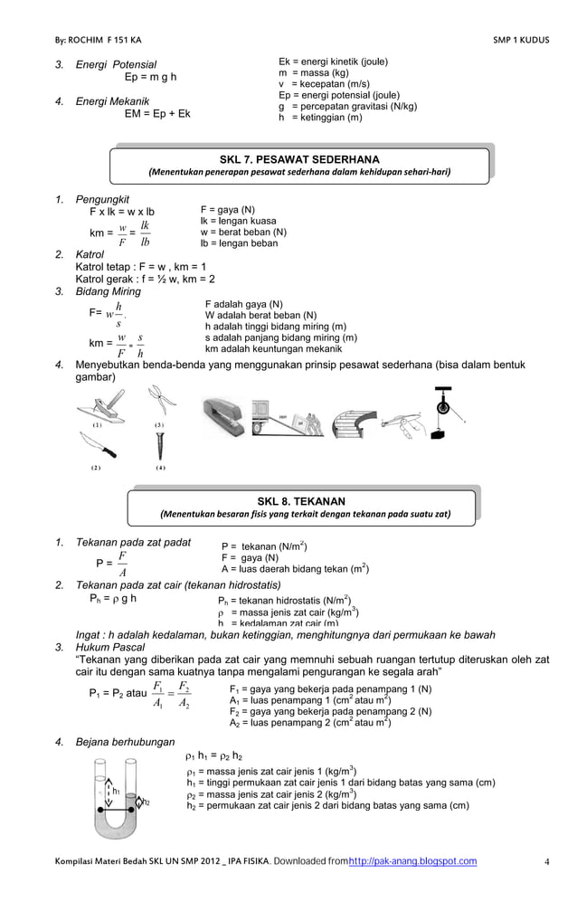 Ringkasan materi un ipa fisika smp 2012 | PDF