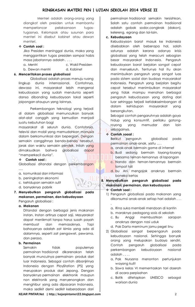 Ringkasan materi us pkn 2 | PDF