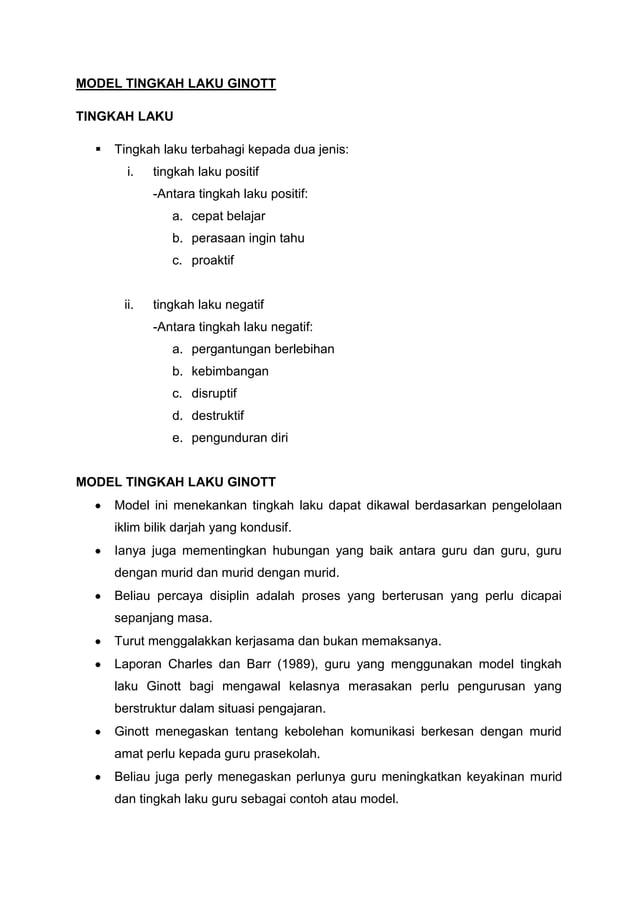 Ringkasan model ginott | DOCX
