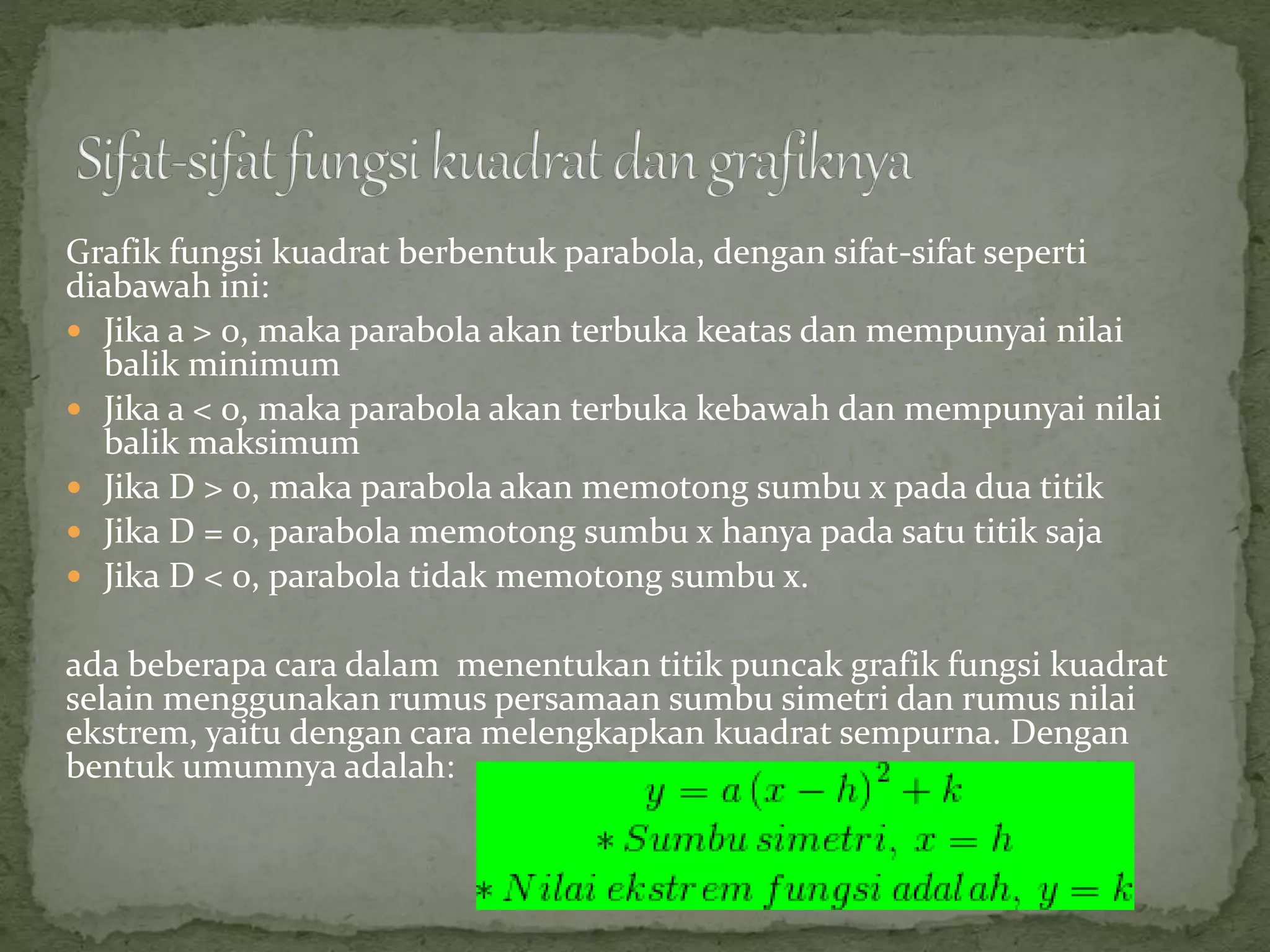 Ringkasan mtk x tkj 3 persamaan dan fungsi kuadrat | PPTX