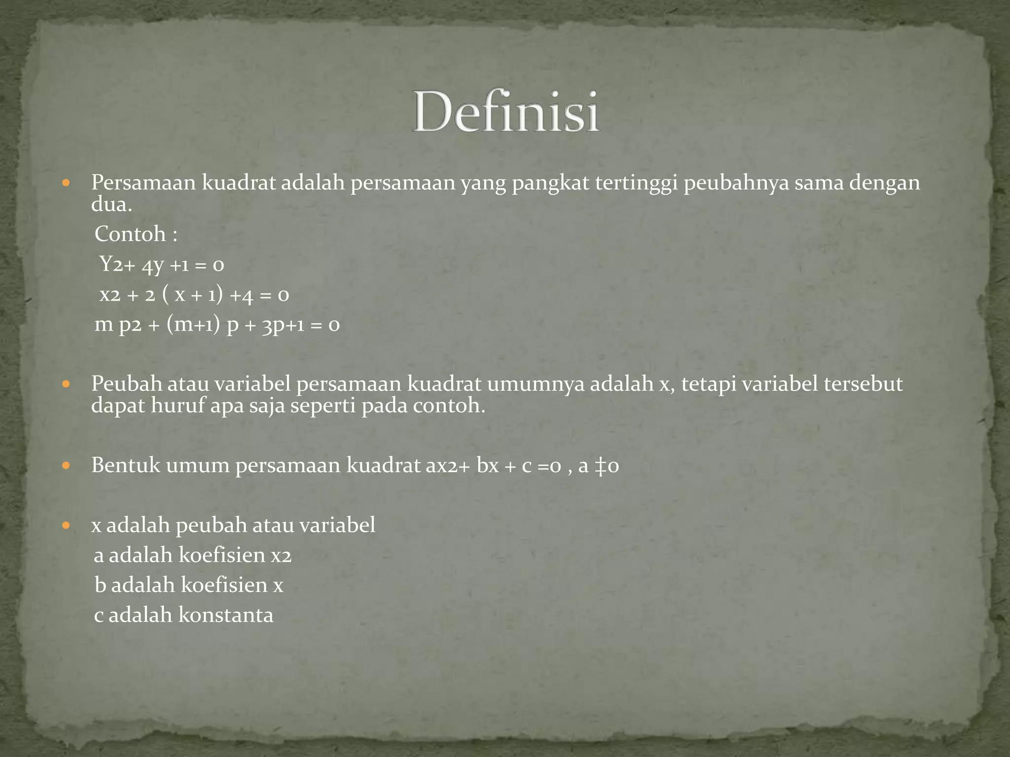 Ringkasan mtk x tkj 3 persamaan dan fungsi kuadrat | PPTX