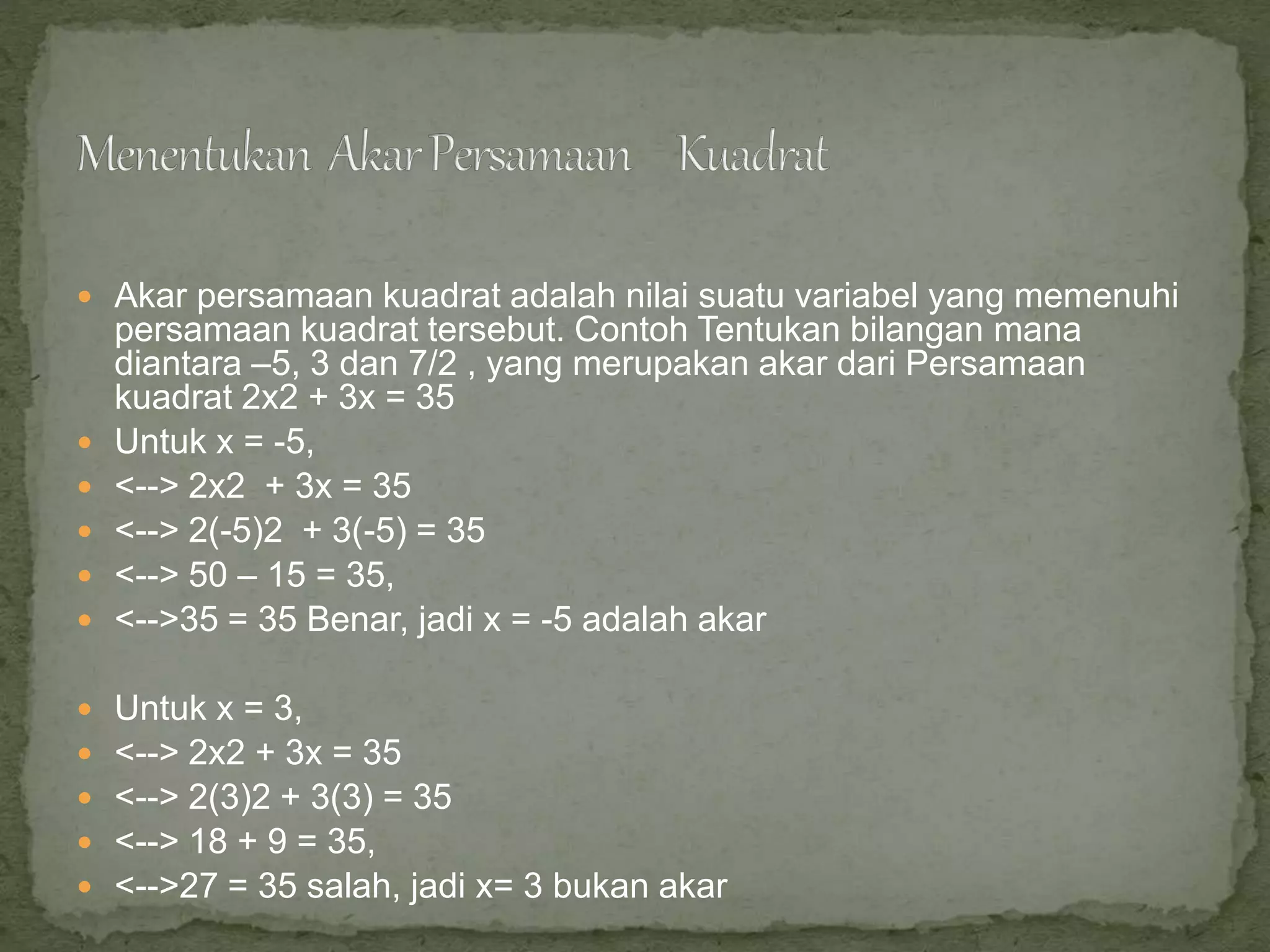 Ringkasan mtk x tkj 3 persamaan dan fungsi kuadrat | PPTX