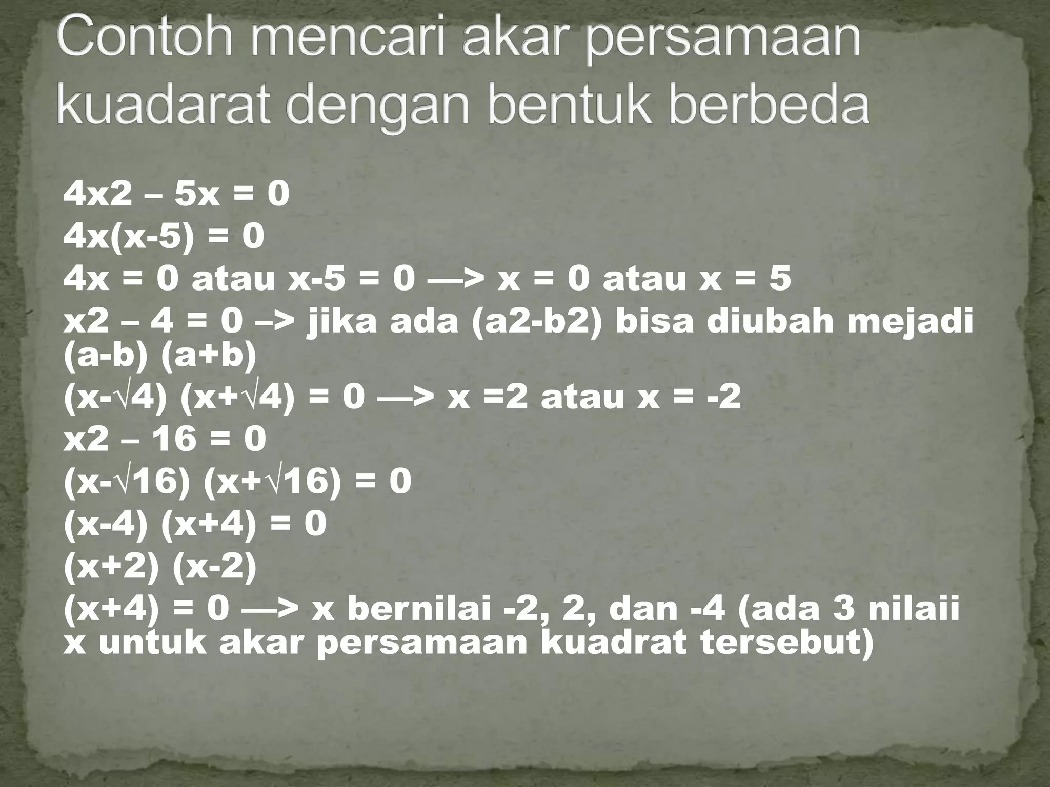 Ringkasan mtk x tkj 3 persamaan dan fungsi kuadrat | PPTX