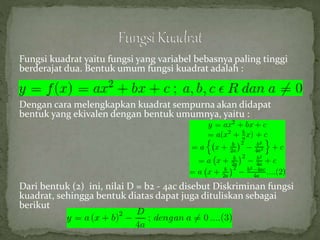 Ringkasan mtk x tkj 3 persamaan dan fungsi kuadrat | PPTX