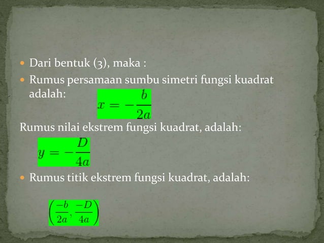 Ringkasan mtk x tkj 3 persamaan dan fungsi kuadrat | PPTX