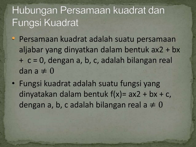 Ringkasan mtk x tkj 3 persamaan dan fungsi kuadrat | PPTX