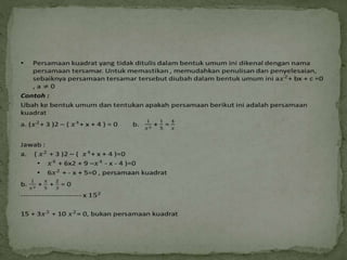 Ringkasan mtk x tkj 3 persamaan dan fungsi kuadrat | PPTX