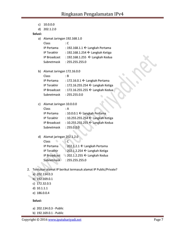 Ringkasan Pengalamatan Internet Protocol (IP) Versi 4 | PDF | Free Download