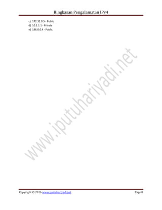 Ringkasan Pengalamatan Internet Protocol (IP) Versi 4 | PDF