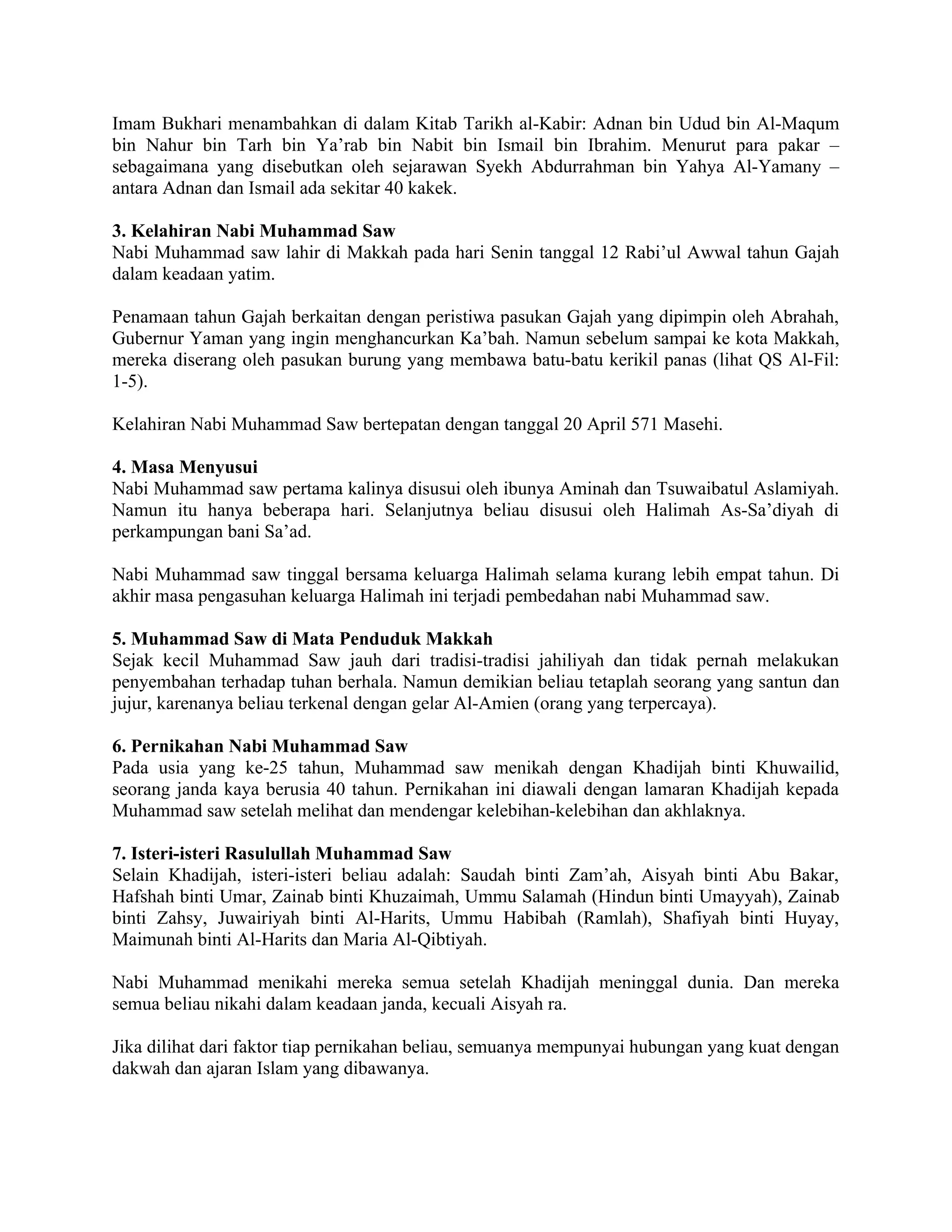 Ringkasan Sejarah Nabi Muhammad Saw dari Lahir Hingga Wafat.docx