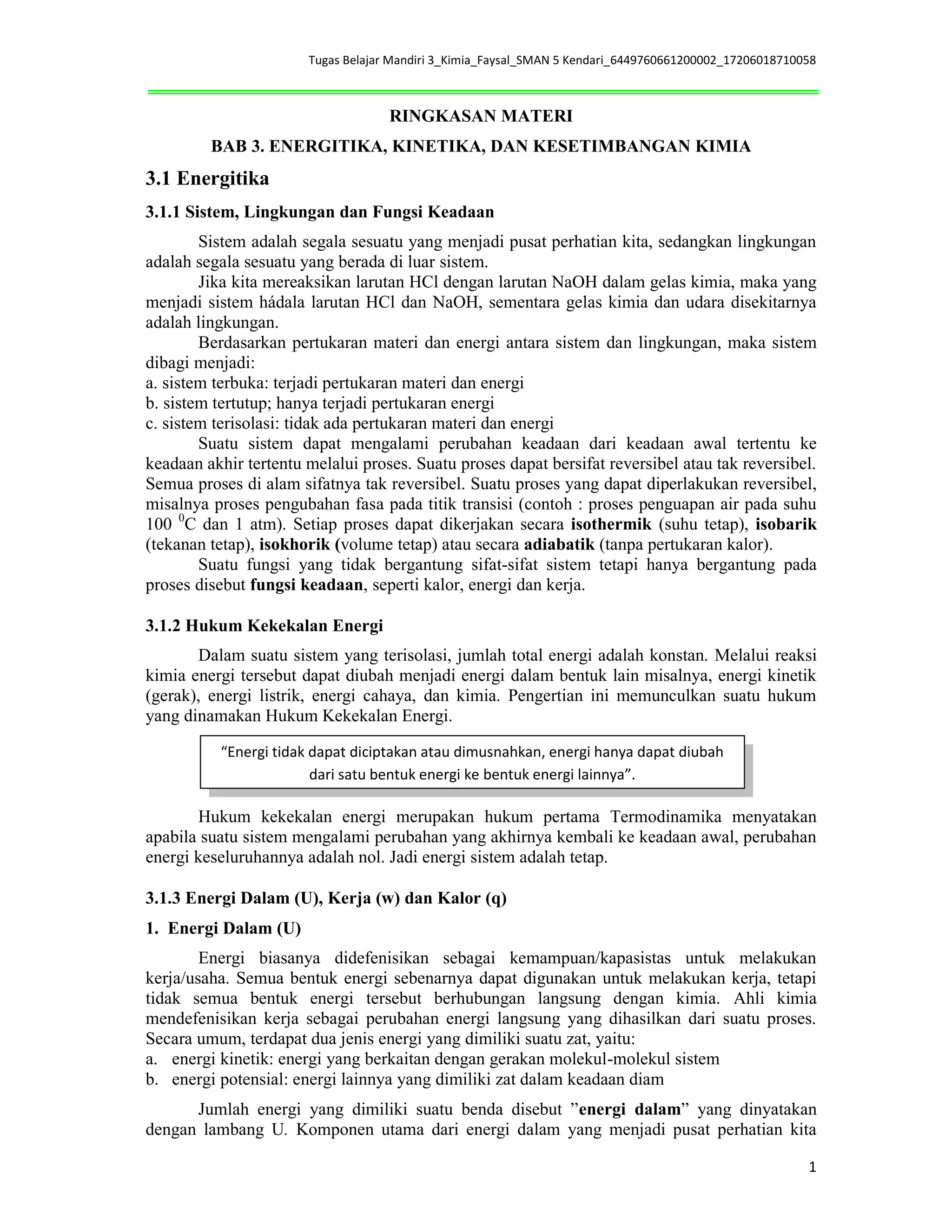Ringkasan termokimia, laju dan kesetimbangan kimia.doc