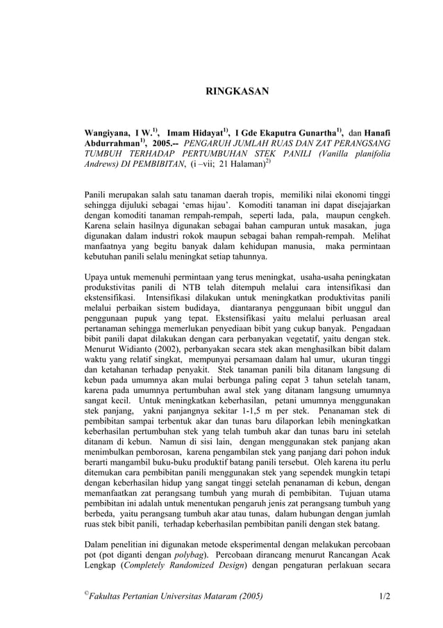 Ringkasan vanili | PDF