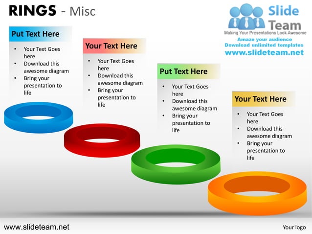 Rings one on top of another blue red green misc powerpoint ppt slides. | PPT