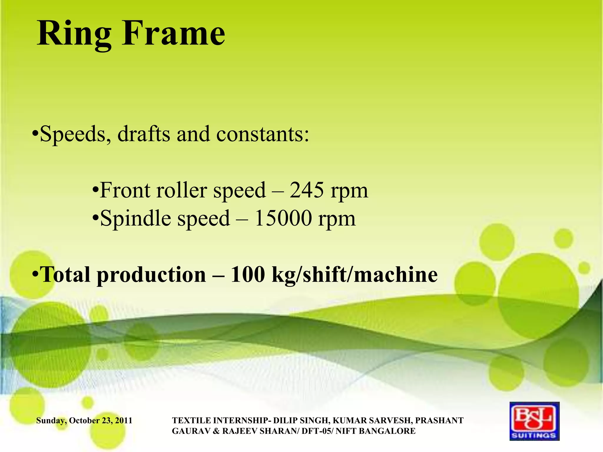 Ring spinning-BSL | PPTX | Needlework | Arts and Crafts