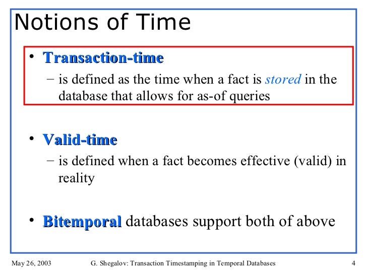 Transaction Timestamping in Temporal Databases