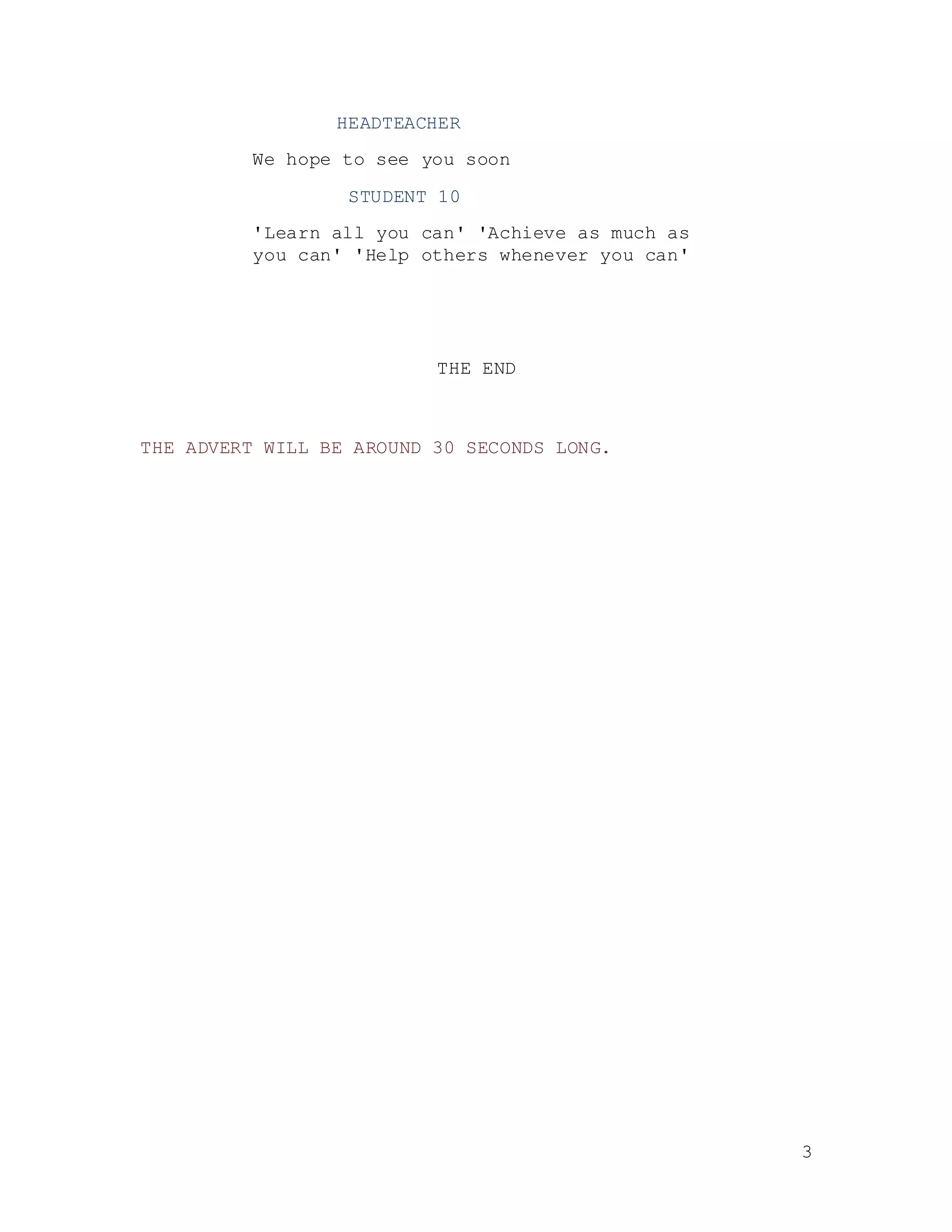 Ringwood school open day radio advert script | DOCX