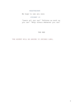 Ringwood school open day radio advert script | DOCX