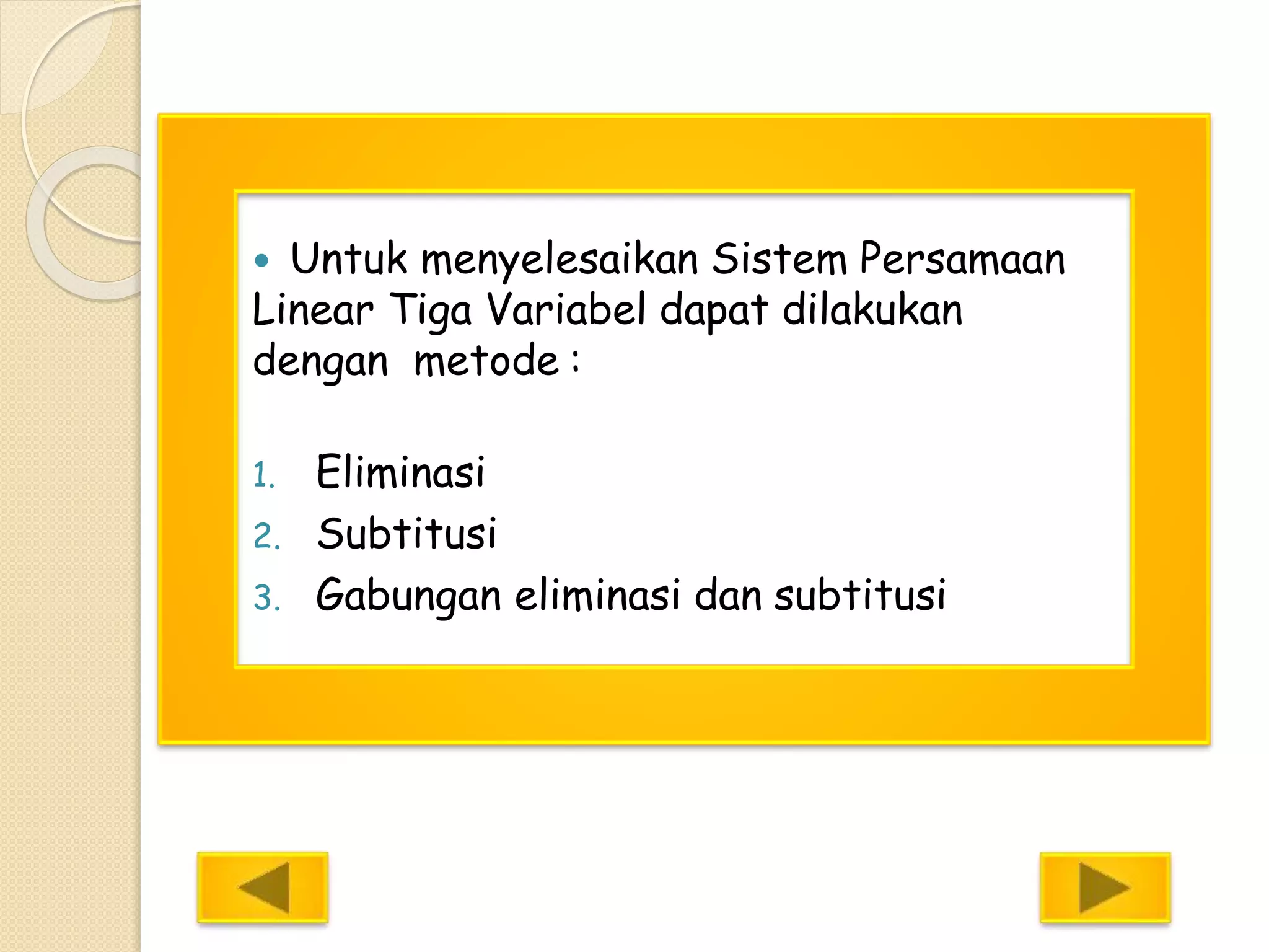 Sistem Persamaan Linear Tiga Variabel | PPTX