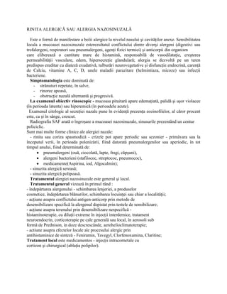 Rinita alergică sau alergia nazosinuzală rinite cronice | DOCX