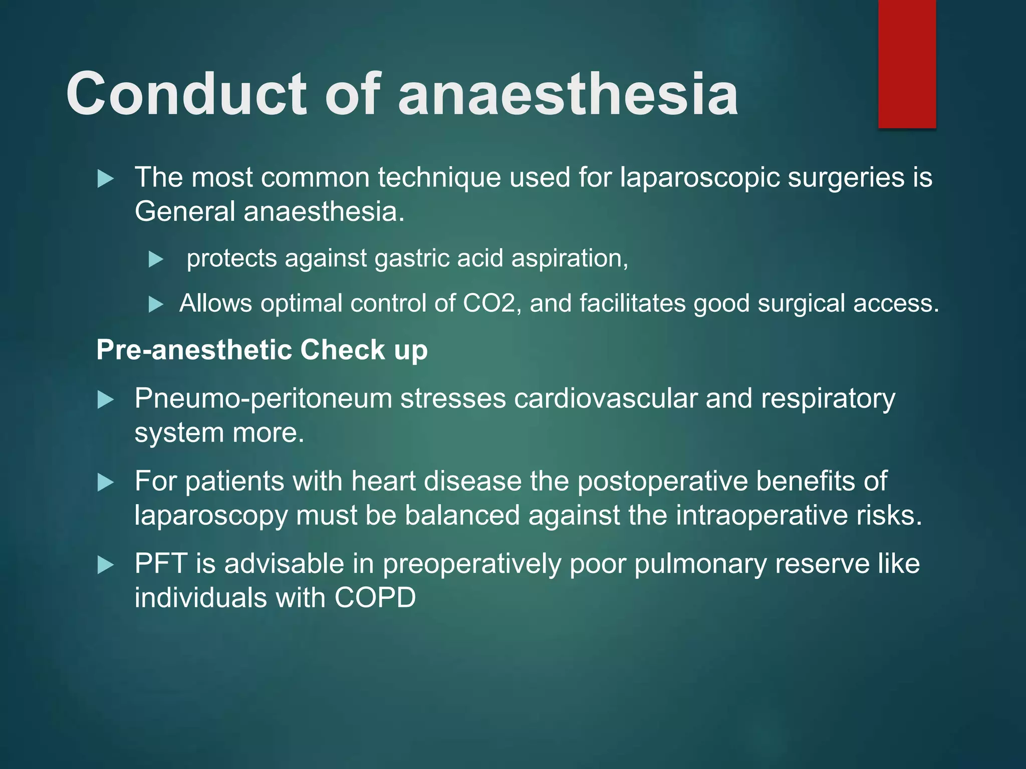 anaesthesia in laparoscopic surgery | PPTX