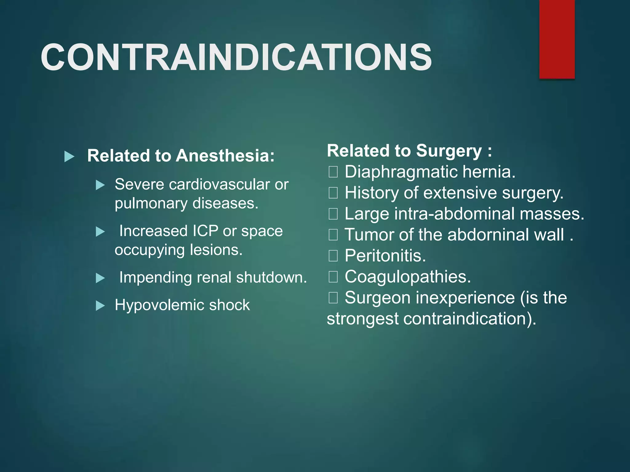 anaesthesia in laparoscopic surgery | PPTX