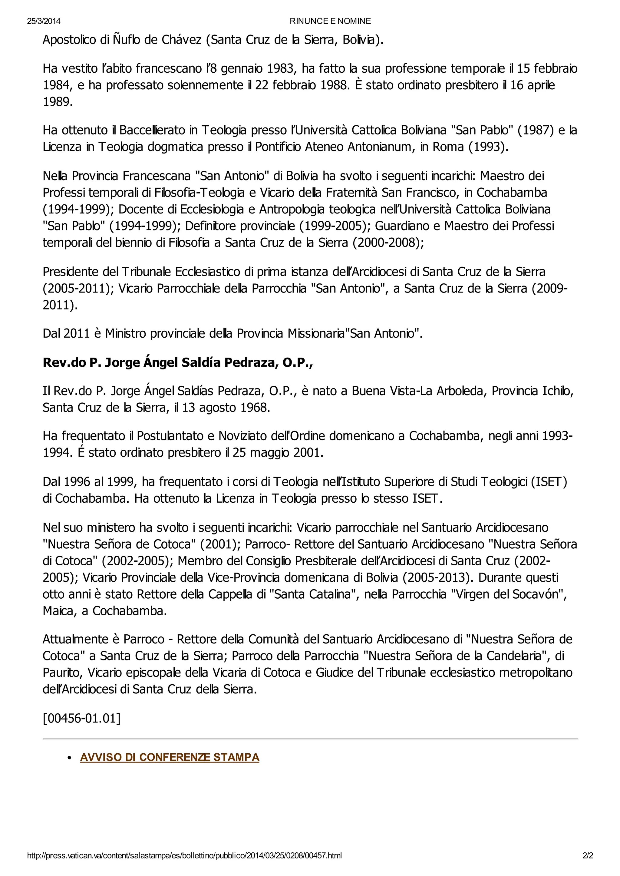 Rinunce e nomine | PDF | Christianity | Religion & Spirituality