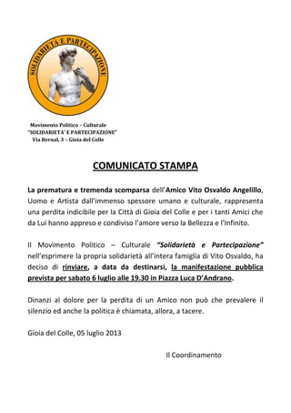 Rinvio manifestazione solidarietà e partecipazione | PDF