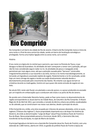 Rio comprido e um pouco de sua história. | PDF