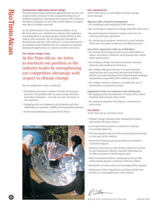Rio Tinto Climate Change Policy 2008 | PDF | Green Solutions | Business
